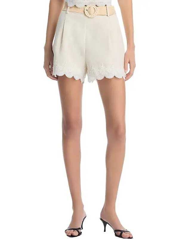 Aqua Lace Trim Shorts - Natural/white