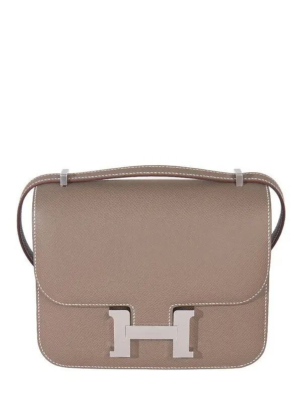 HERMES Constance 18 Leather Handbag - Brown And Gray