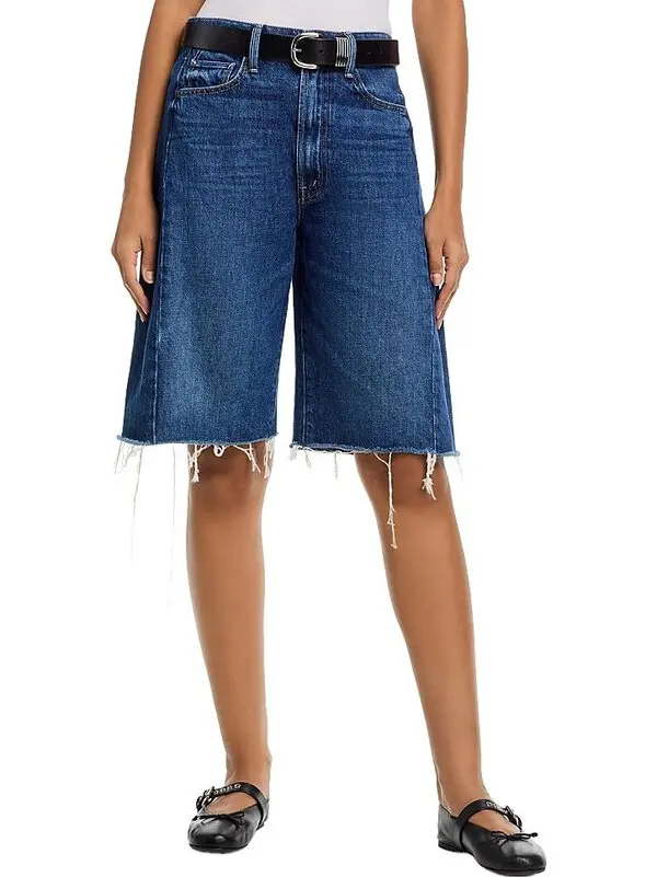 MOTHER The Halfpipe High Rise Bermuda Fray Jean Shorts - Did You Bring Me Anything