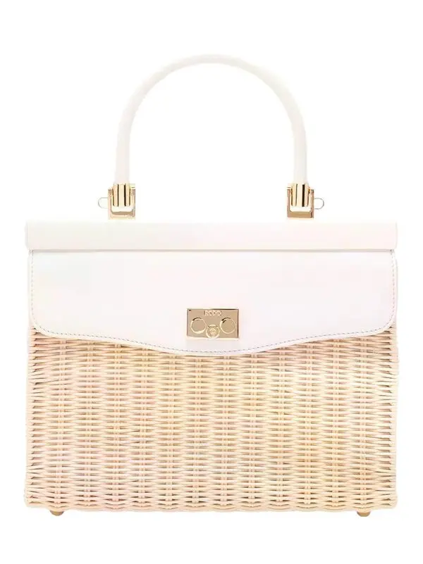 Rodo Wicker Top Handle Shoulder Bag - Neutrals