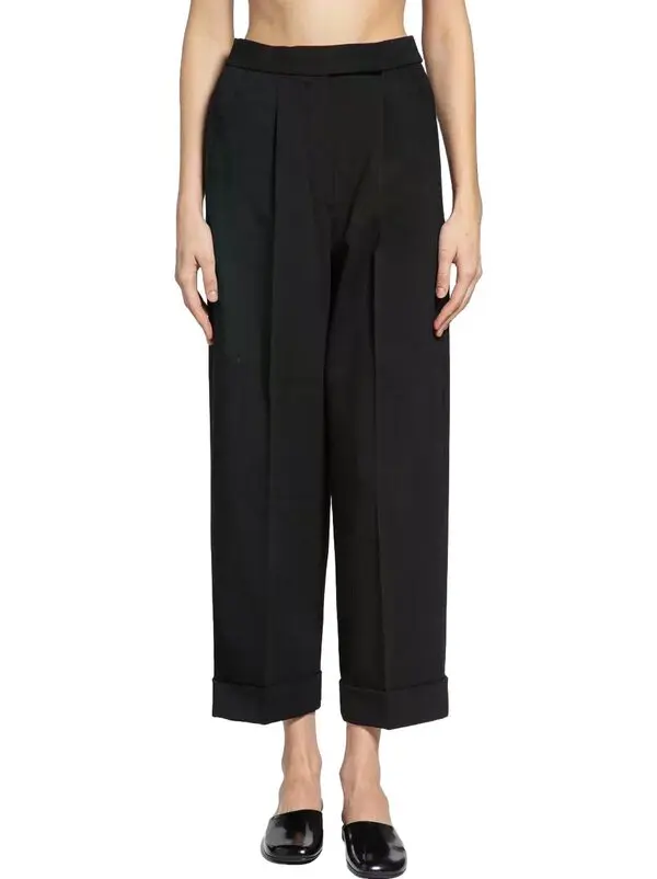 Max Mara Cropped Wool Trousers - Black