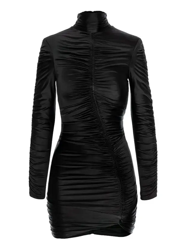 MURMUR Turtleneck Ruched Dress - Black