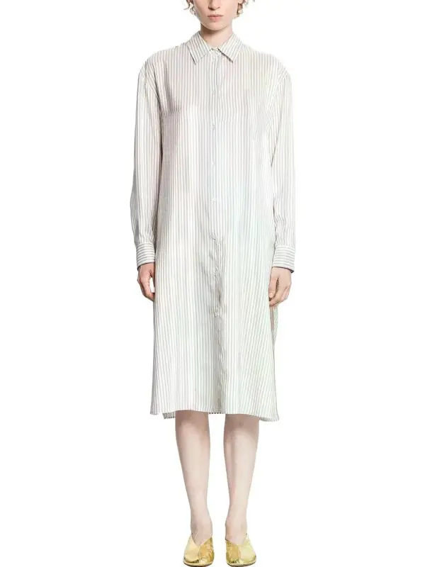 THE ROW Chihiro Striped Shirt Midi Dress - White