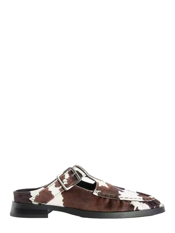 MIISTA Cow-print Mules - Brown
