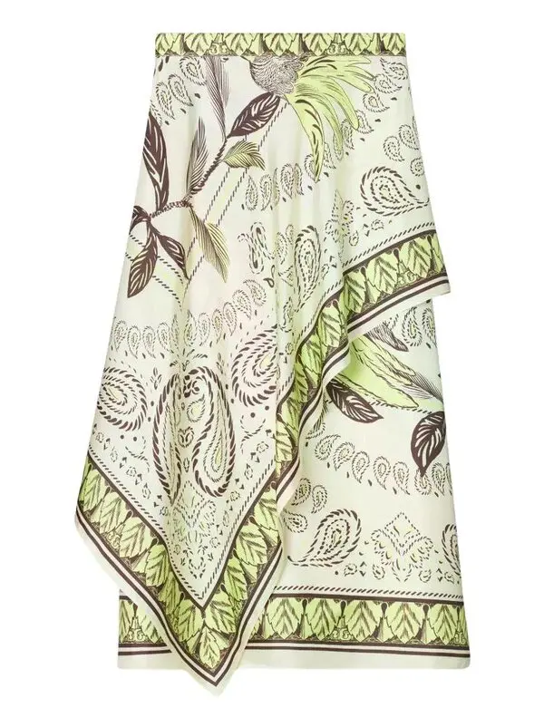 Tory Burch Silk Scarf Wrap Skirt - Green