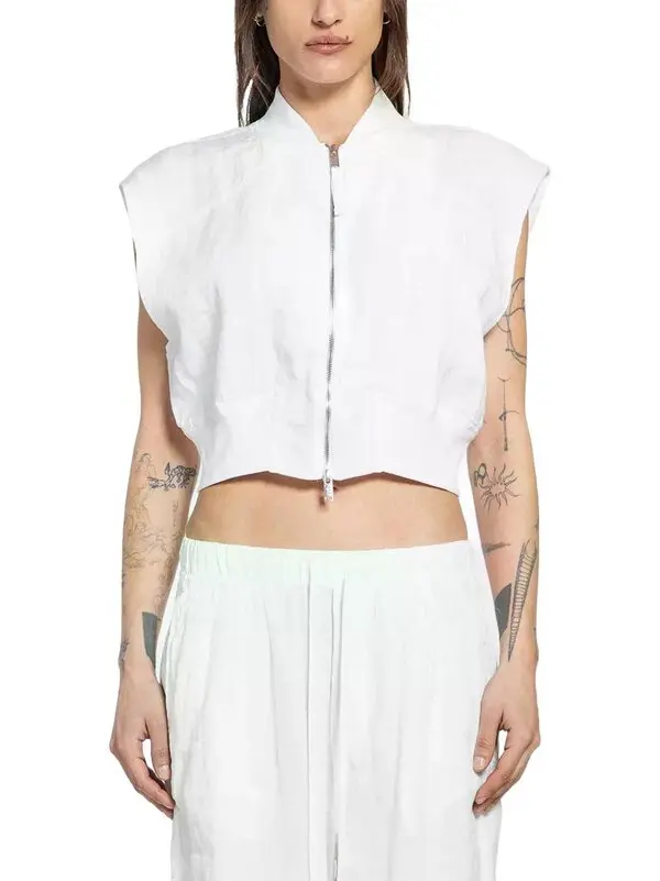 THOM KROM Zipped Cropped Vest - White