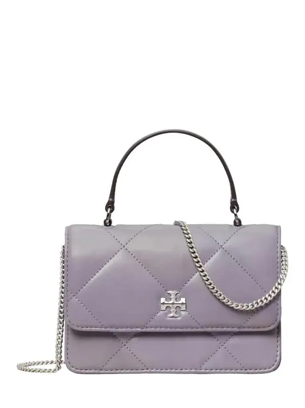 Tory Burch Kira Diamond Quilt Mini Top Handle Chain Wallet - Purple