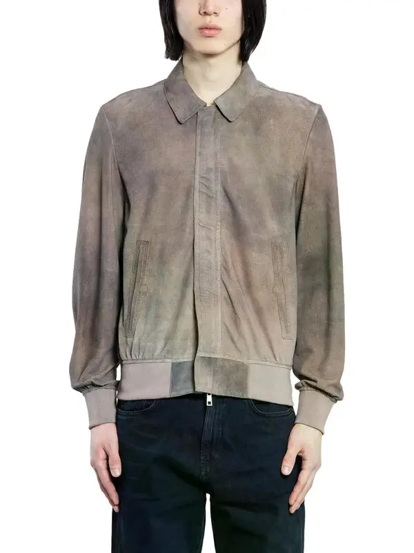 GIORGIO BRATO Overdyed Suede Jacket - Brown