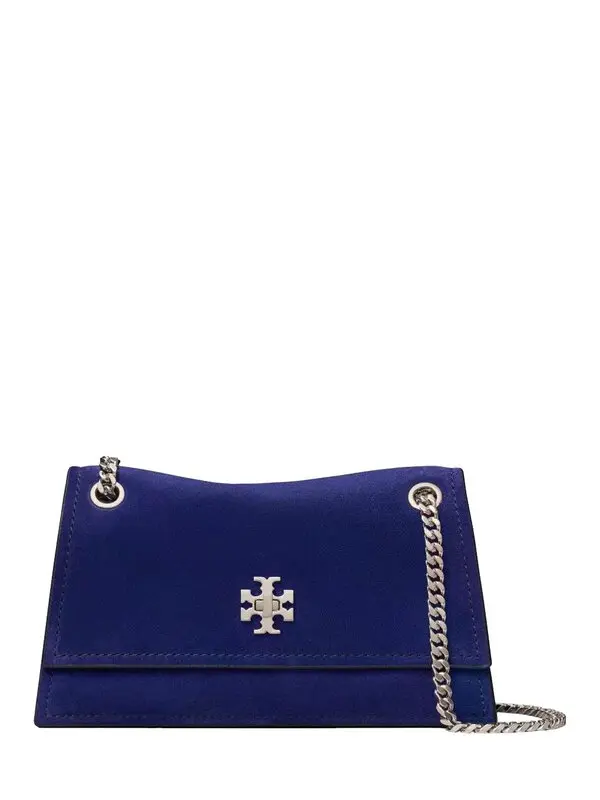 Tory Burch Mini Kira Turnlock Suede Shoulder Bag - Blue