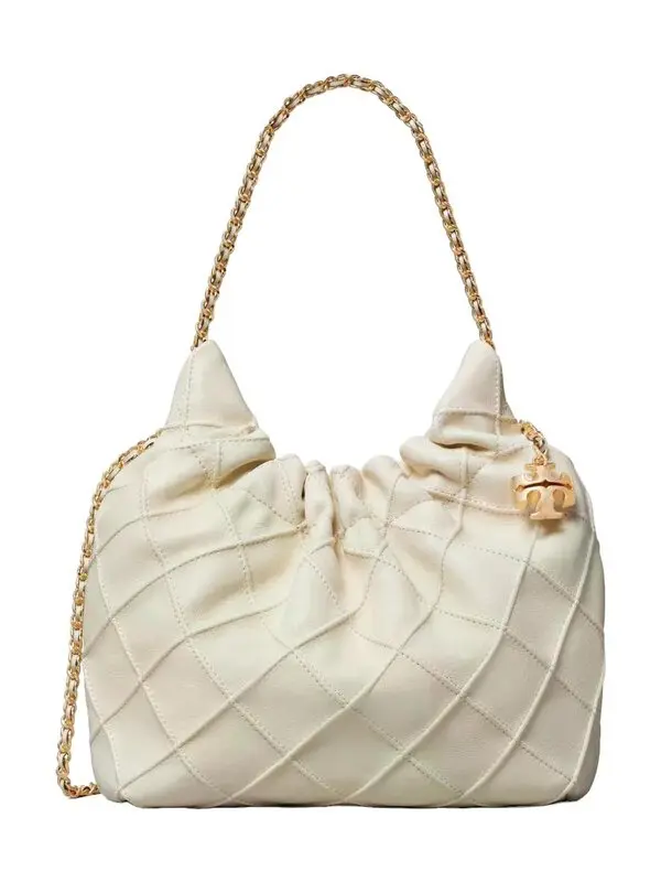 Tory Burch Mini Fleming Soft Hobo Bag - Neutrals