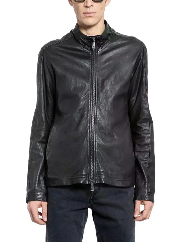 GIORGIO BRATO Vegetable-tanned Biker Jacket - Black