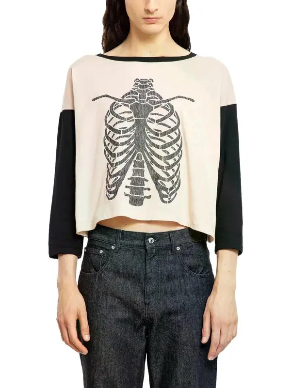 SECOND / LAYER Ribcage-motif T-shirt - Neutrals