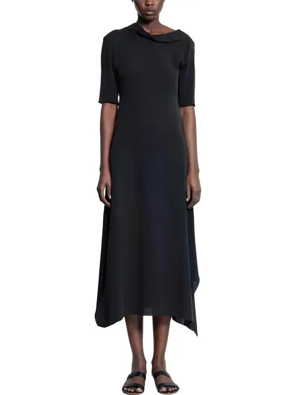 THE ROW Cowl Neck Midi Dress - Black