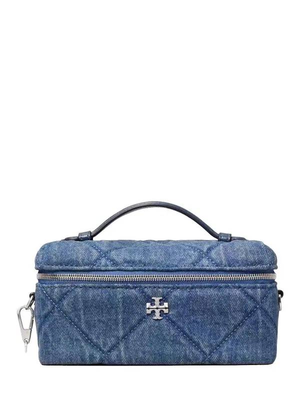 Tory Burch Kira Diamond Quilt Denim East-west Vanity Case - Blue
