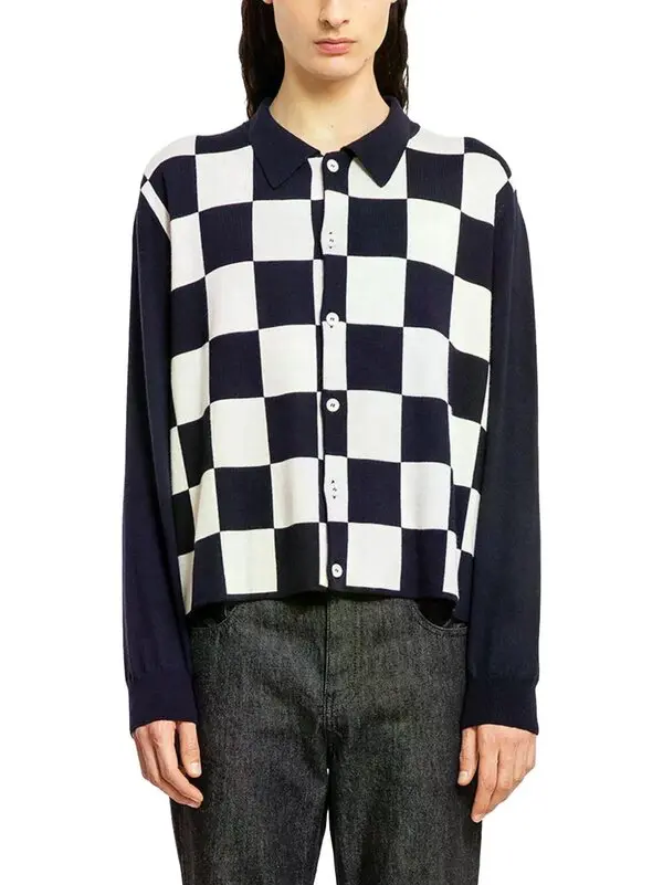 SECOND / LAYER Checkered Cardigan - Blue