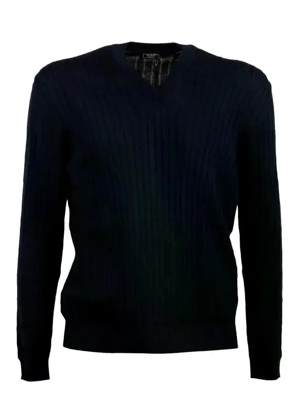 Peserico Cable Knit V-neck Sweater - Blue