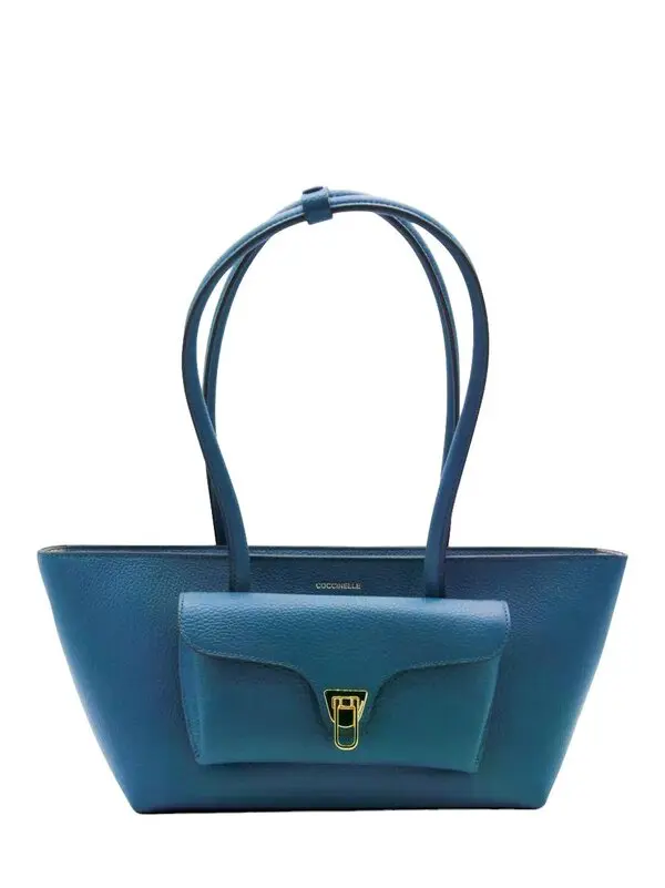 COCCINELLE Double Beat Leather Shoulder Bag - Blue