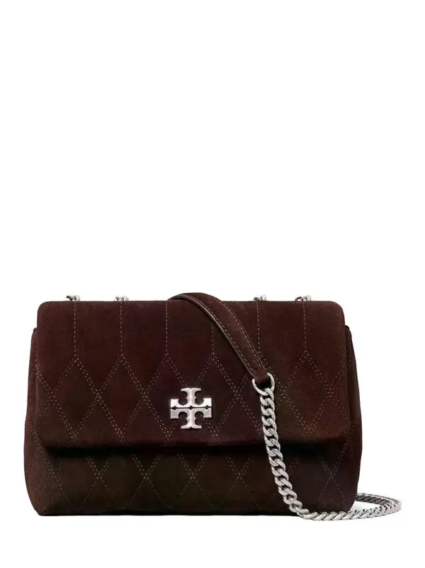 Tory Burch Kira Quilt Suede Small Convertible Shoulder Bag - Brown