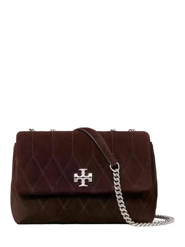 Tory Burch Kira Quilt Suede Small Convertible Shoulder Bag - Brown