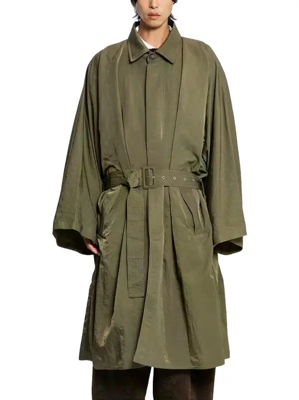 HED MAYNER Belted Trench Coat - Green