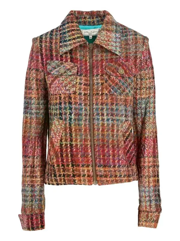 GILLES DUFOUR Checked Embellished Jacket - Orange