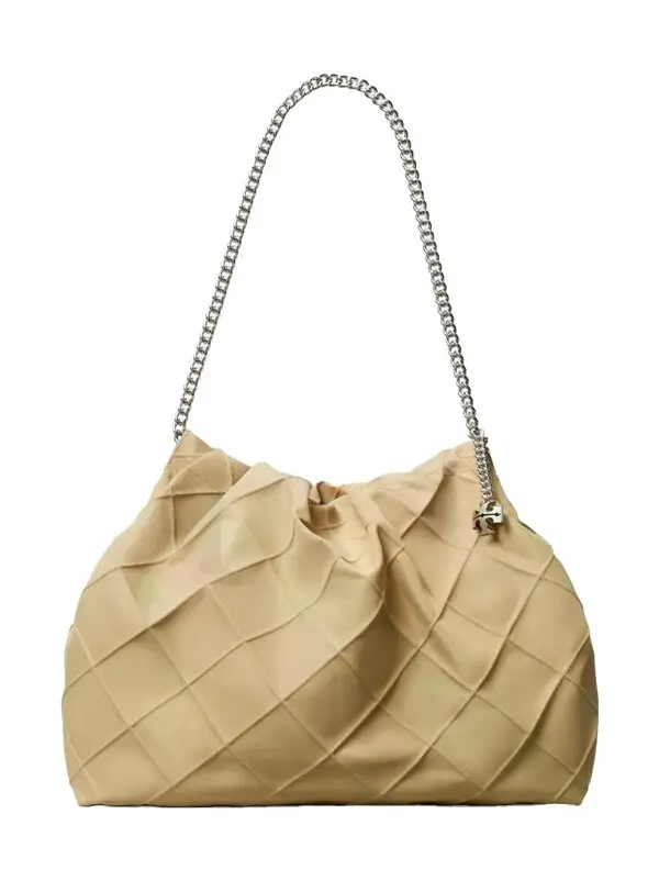 Tory Burch Fleming Nylon Hobo Bag - Neutrals