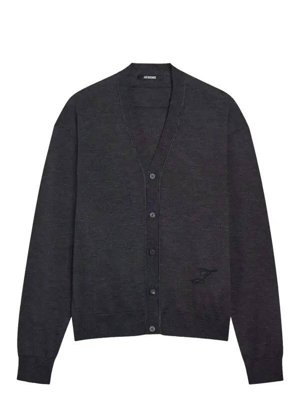 Jacquemus Logo-embroidered Cardigan - Grey