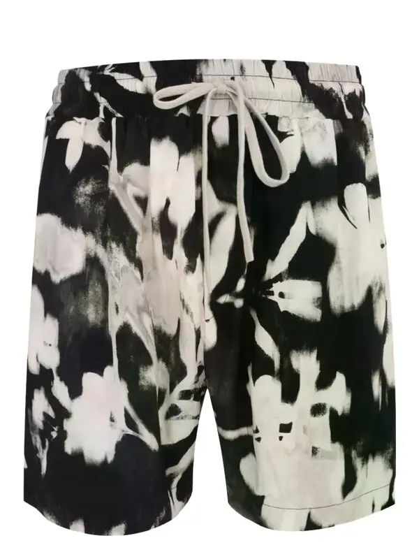 GAELLE Patterned Bermuda Shorts - Black