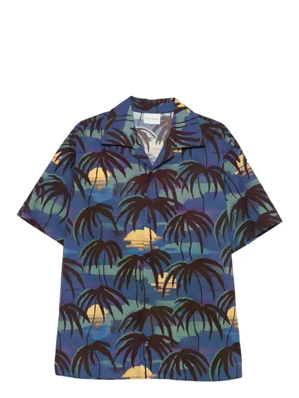 Drole De Monsieur Palm Button Shirt - Blue