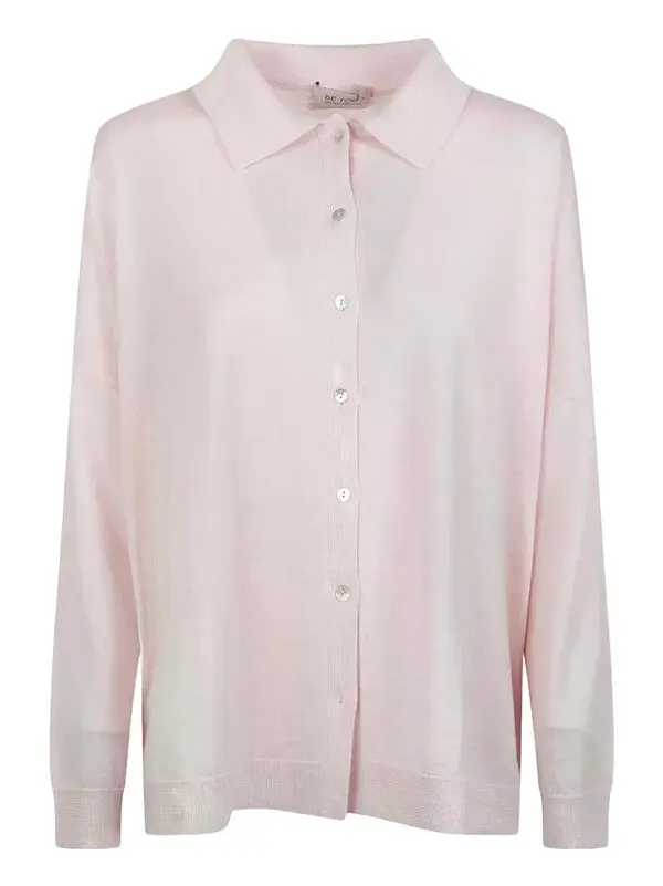 BEYOU Buttoned Collared Cardigan - Pink