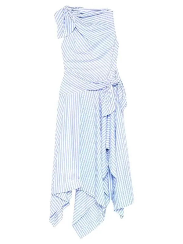 Monse Bow Draped Shirting Dress - Blue