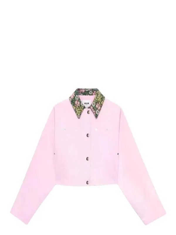 MSGM Floral-collar Cropped Jacket - Pink