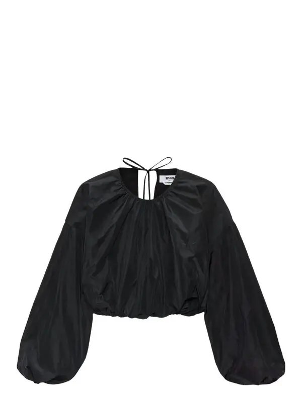 MSGM Gathered Balloon-sleeved Blouse - Black