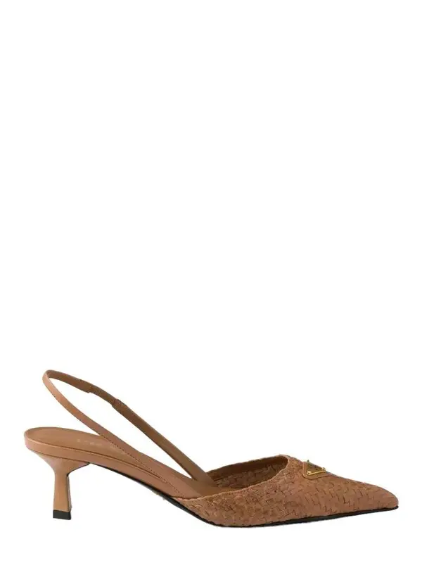 Prada 75mm Leather Heeled Pumps - Brown