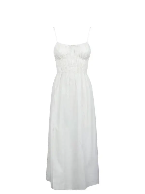 Faithfull The Brand Aya Shirred Cotton Maxi Dress - White