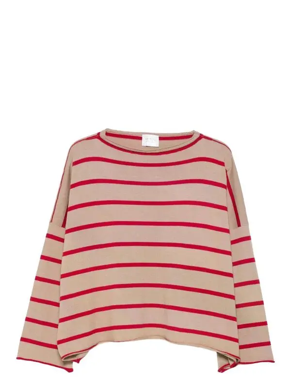 BEYOU Striped Round-neck Sweater - Neutrals