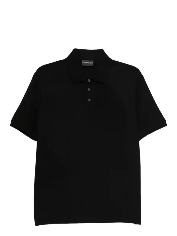 Emporio Armani Cotton Jersey Polo Shirt - Black