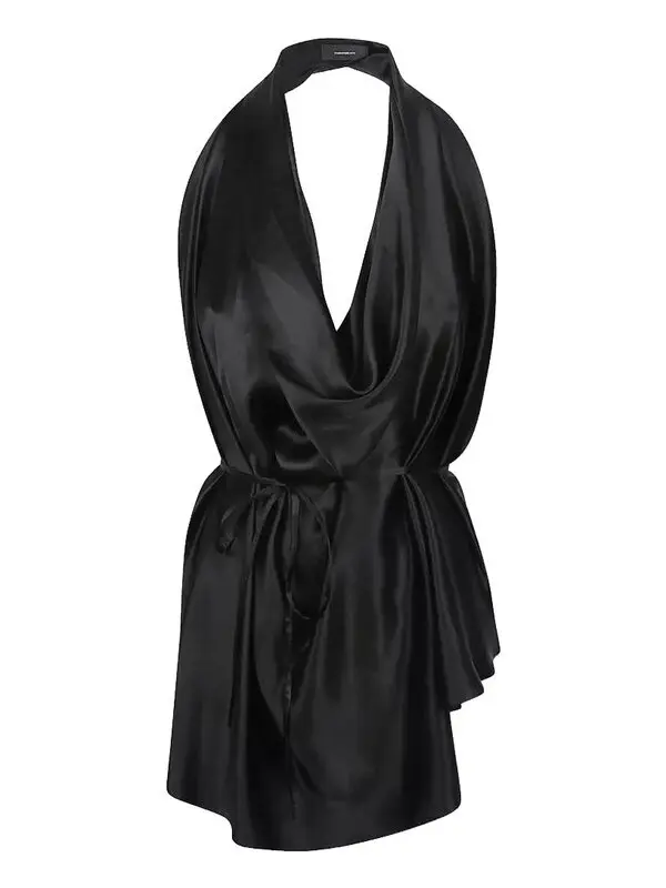 Wardrobe.NYC Draped Tie-waist Top - Black