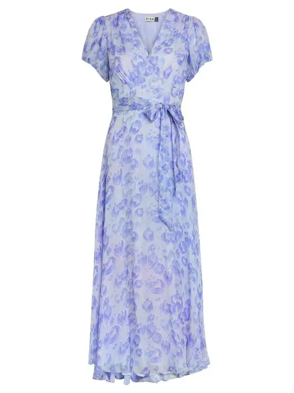 Rixo Floral Tie Midi Dress - Blue