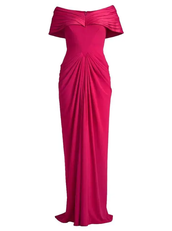 Tadashi Shoji Pleated V-neck Maxi Dress - Pink
