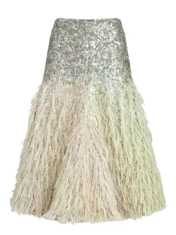 Brunello Cucinelli Sequin Embellished Midi Skirt - Neutrals