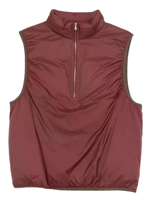Auralee Ripstop Zip-neck Vest - Red