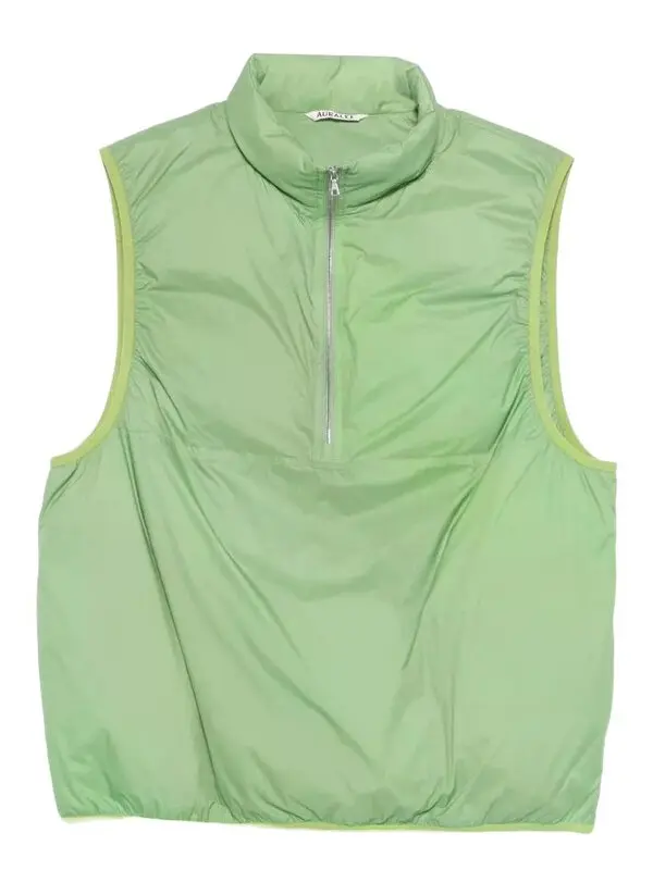 Auralee Ripstop Zip-neck Vest - Green