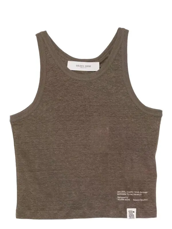 GOLDEN GOOSE Mara Text-print Tank Top - Brown