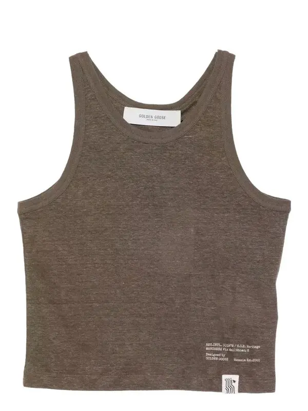 GOLDEN GOOSE Mara Text-print Tank Top - Green