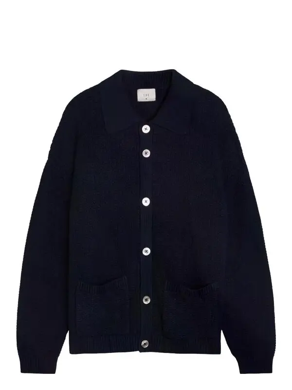 CHE Polo-collar Cardigan - Blue