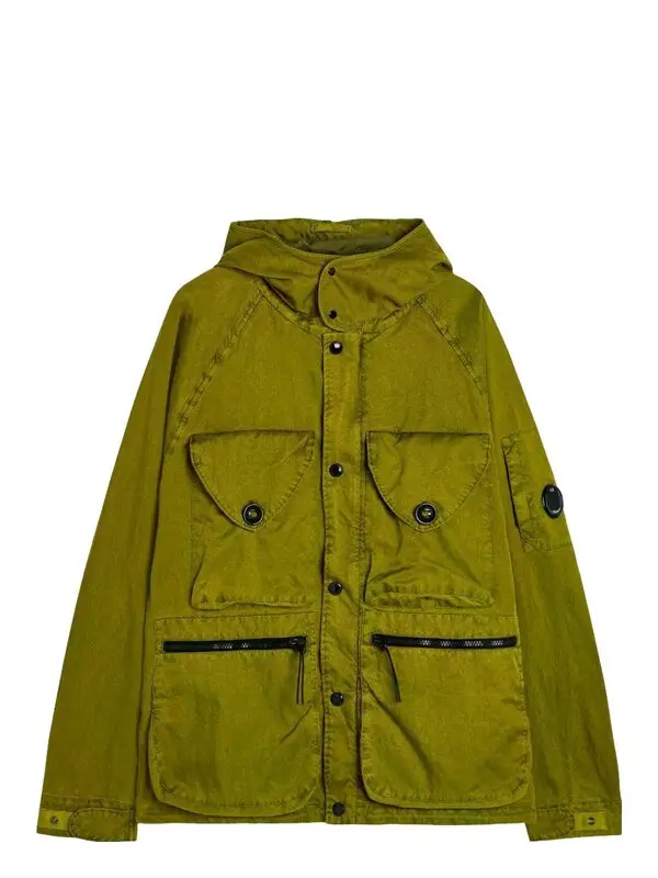 C.P. COMPANY Panama-r Button Hooded Jacket - Green