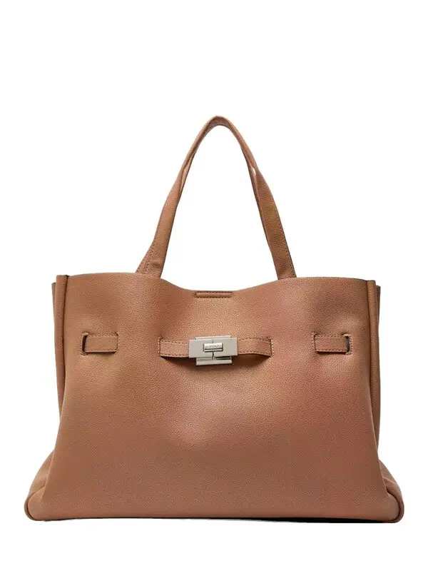 Dkny Top Handle Buckle Shoulder Bag - Brown