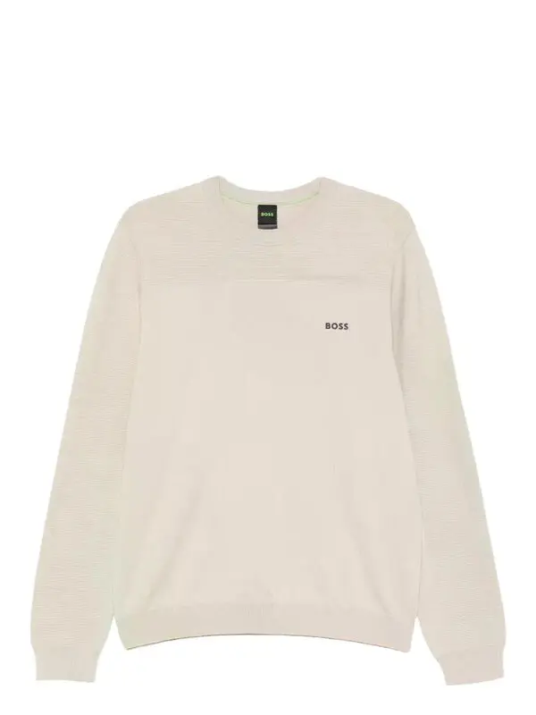 BOSS Ribbed Crew-neck Sweater - Neutrals