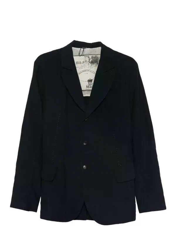 Masnada Bia Button Textured Blazer - Blue